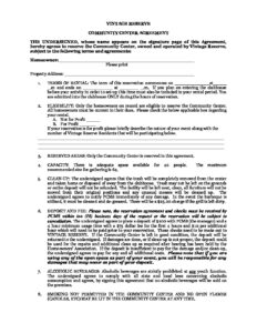 Vintage Reserve Clubhouse Reservation Form - PCMS